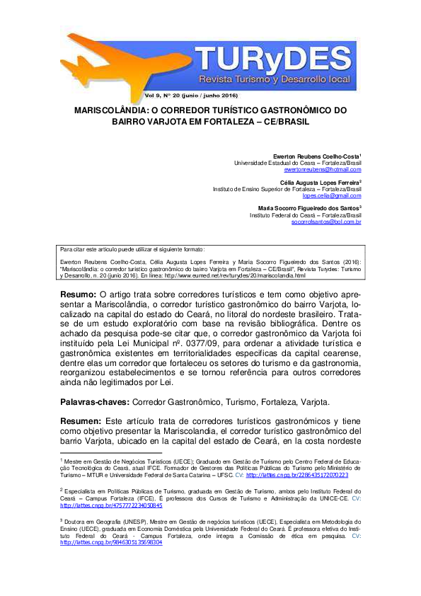 (PDF) MARISCOLÂNDIA: O CORREDOR TURÍSTICO GASTRONÔMICO DO BAIRRO ...