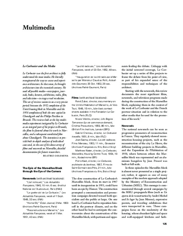 (PDF) The Epic of the Marseilles Block through the Eyes of the Camera