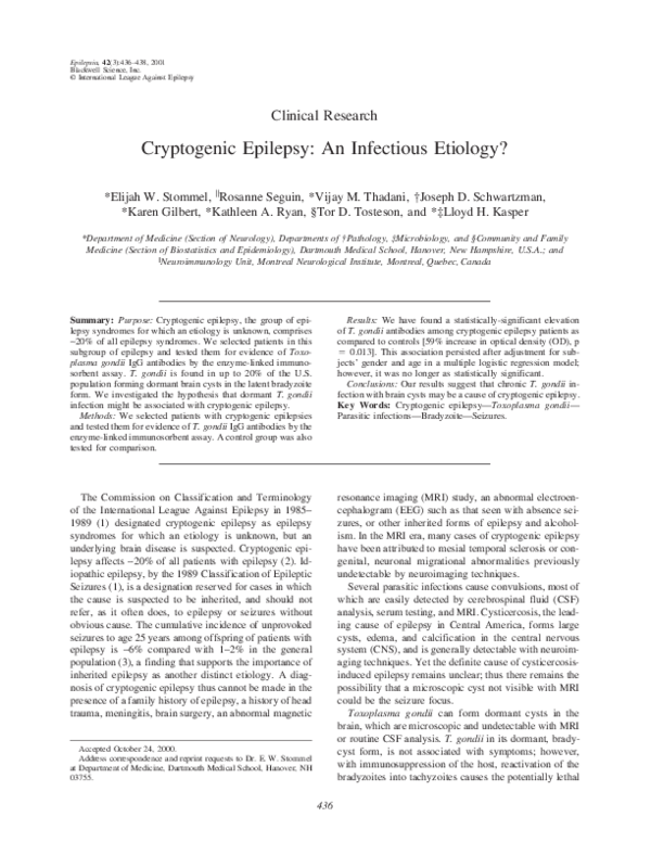 (PDF) Cryptogenic Epilepsy: An Infectious Etiology?