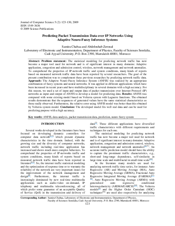 Pdf Predicting Packet Transmission Data Over Ip Networks Using Adaptive Neuro Fuzzy Inference