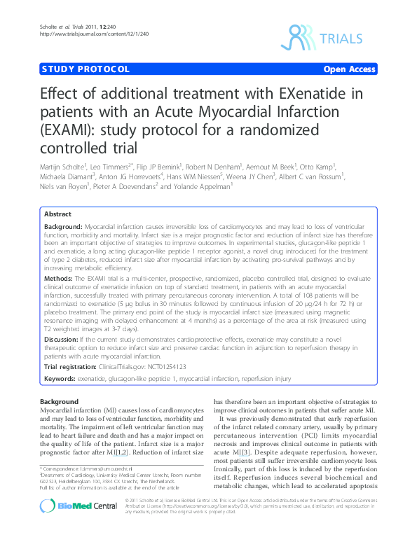 (PDF) Effect of additional treatment with EXenatide in patients with an ...