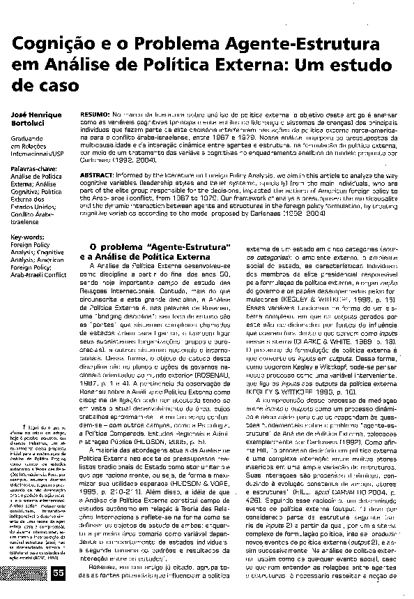 (PDF) Cognição e o Problema Agente-Estrutura em Análise de Política ...