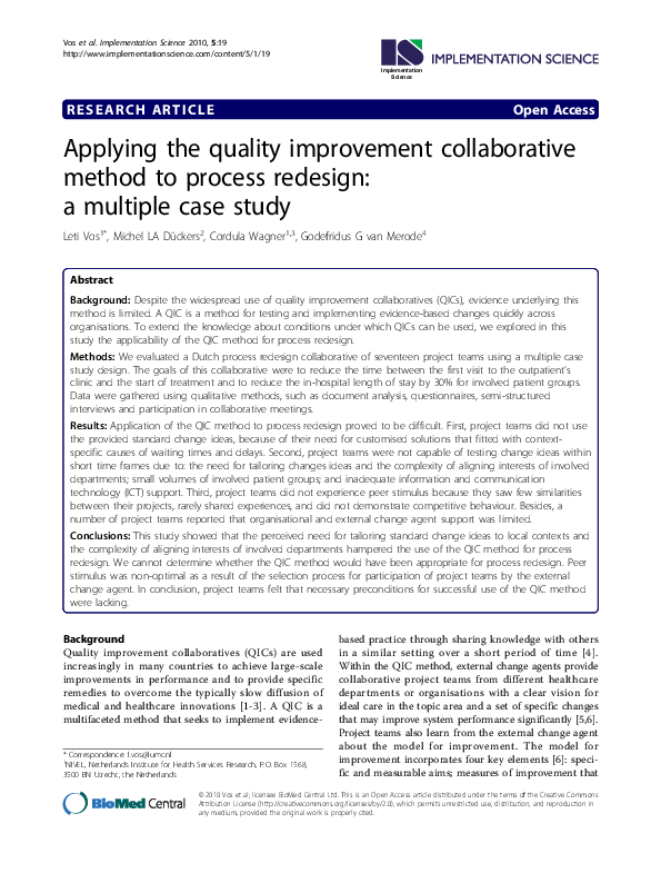 (PDF) Applying the quality improvement collaborative method to process ...