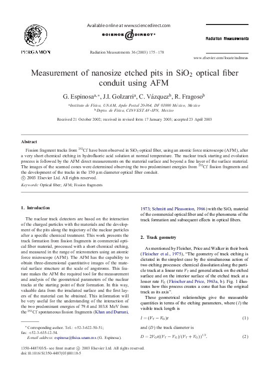 (PDF) Measurement of nanosize etched pits in SiO 2 optical fiber ...