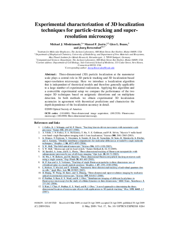 (PDF) Experimental characterization of 3D localization techniques for ...