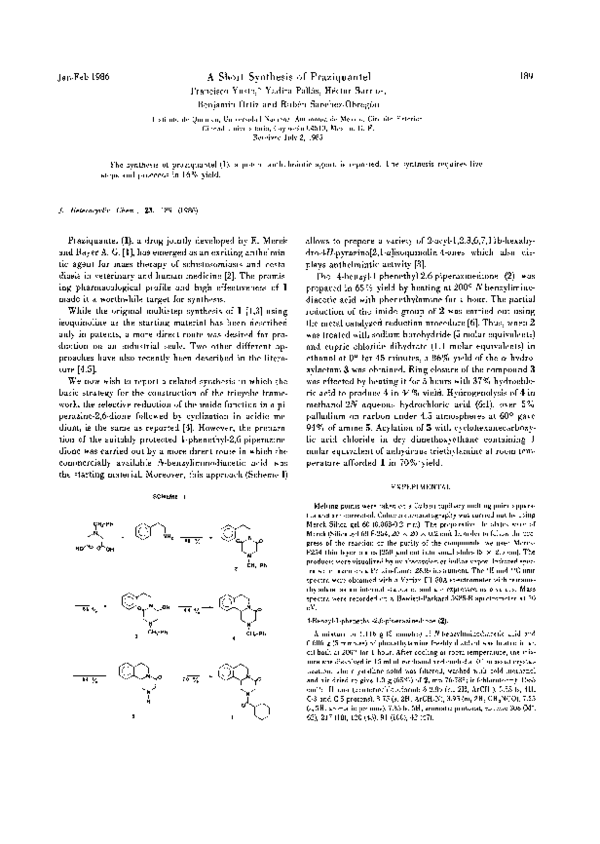 (PDF) A short synthesis of praziquantel