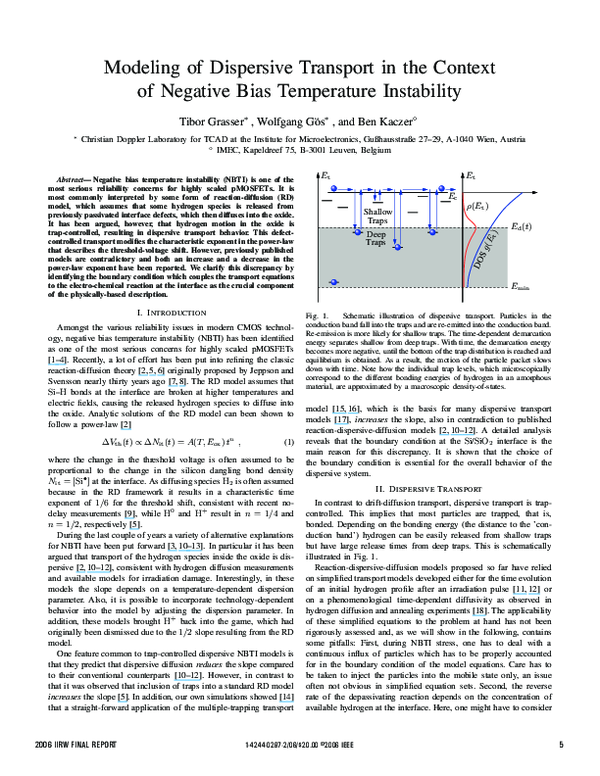 (PDF) Modeling of Dispersive Transport in the Context of Negative Bias Temperature Instability