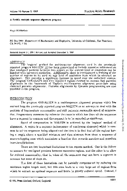 Pdf A Flexible Multiple Sequence Alignment Program