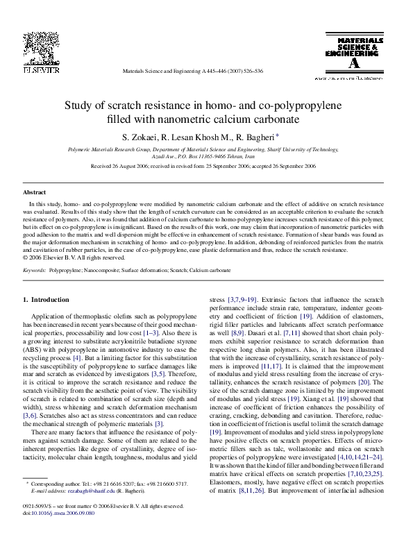 (PDF) Study of scratch resistance in homo- and co-polypropylene filled ...