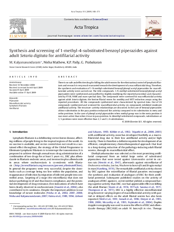 (PDF) Synthesis and screening of 1-methyl-4-substituted benzoyl ...