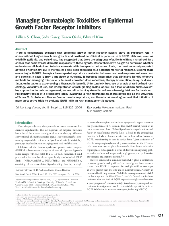 (PDF) Managing Dermatologic Toxicities of Epidermal Growth Factor ...