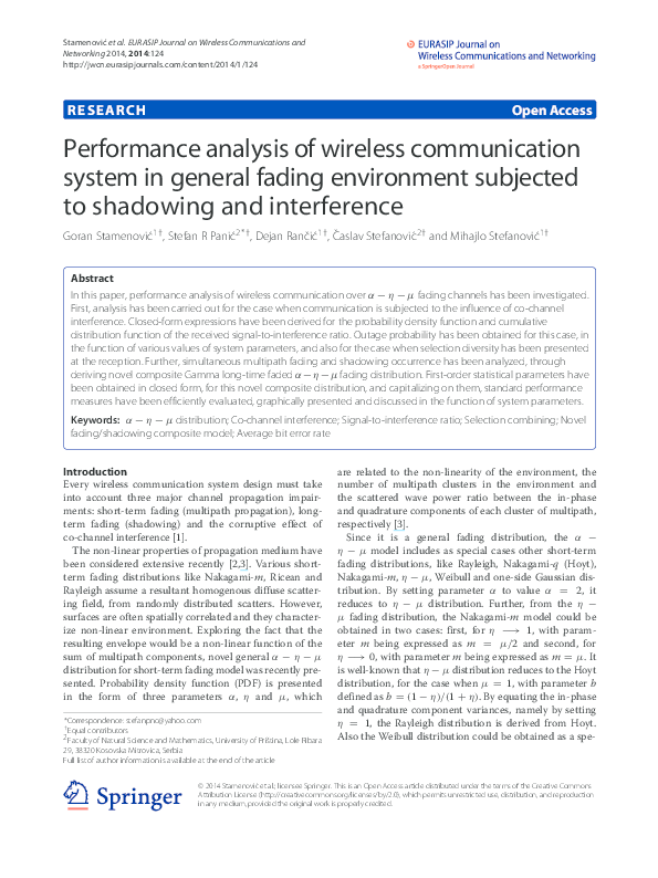 (PDF) Performance analysis of wireless communication system for Ricean ...
