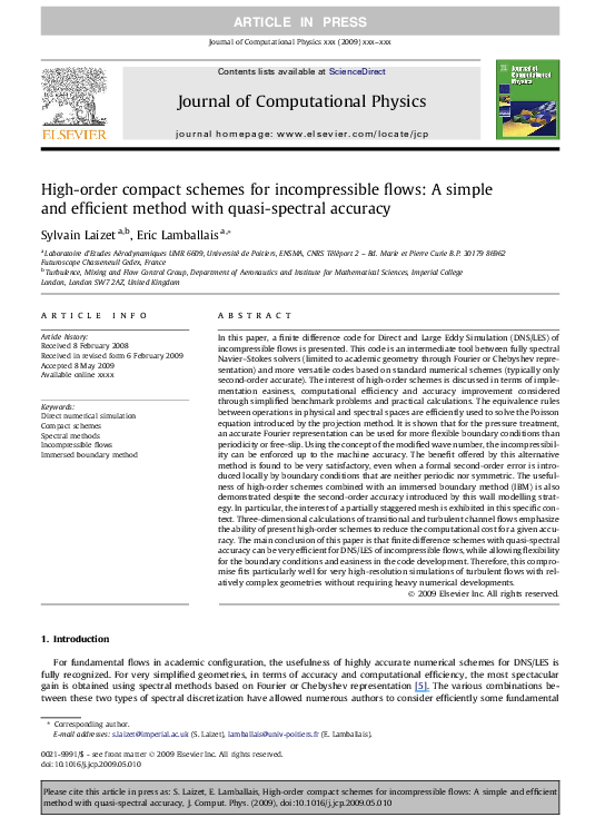 Pdf High Order Compact Schemes For Incompressible Flows A Simple And Efficient Method With