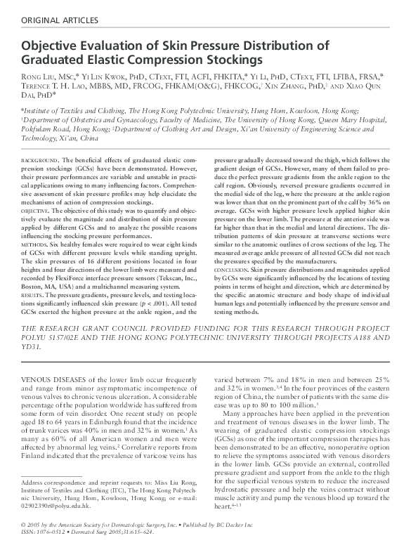 (PDF) Objective Evaluation of Skin Pressure Distribution of Graduated ...