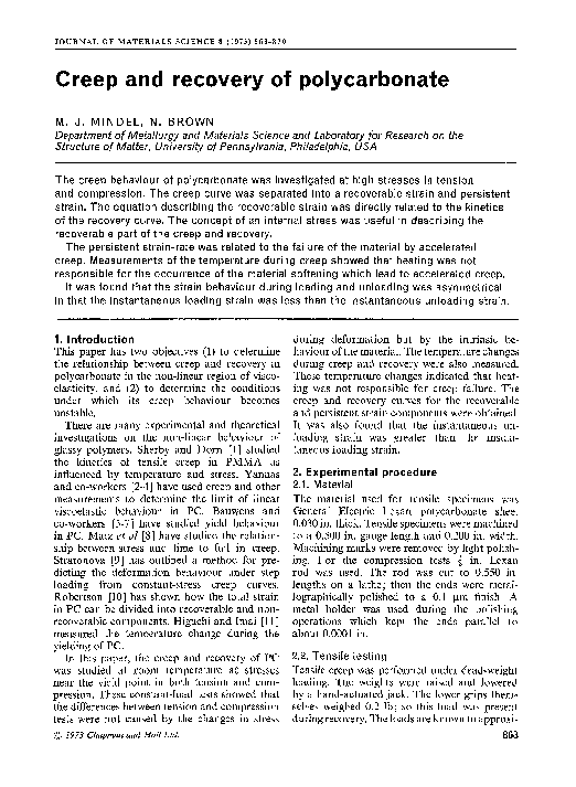 (PDF) Creep and recovery of polycarbonate