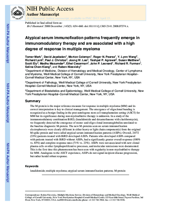 (PDF) Atypical serum immunofixation patterns frequently emerge in ...