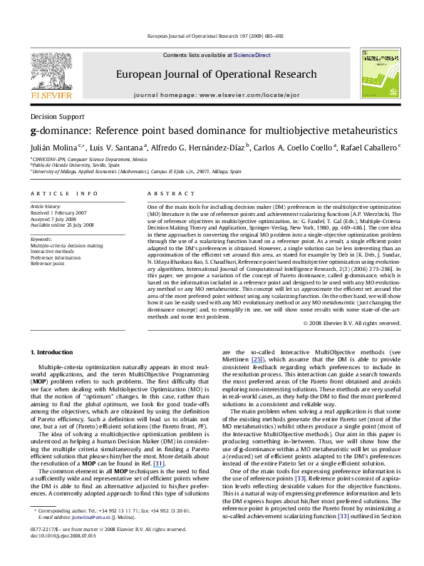 Pdf G Dominance In Multiobjective Optimization 