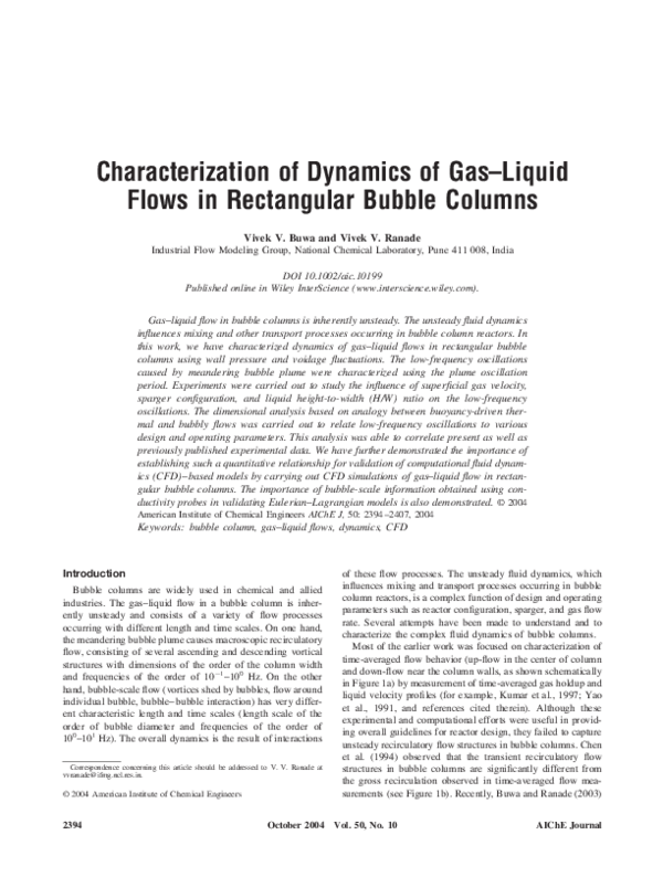 (PDF) Characterization of dynamics of gas-liquid flows in rectangular bubble columns