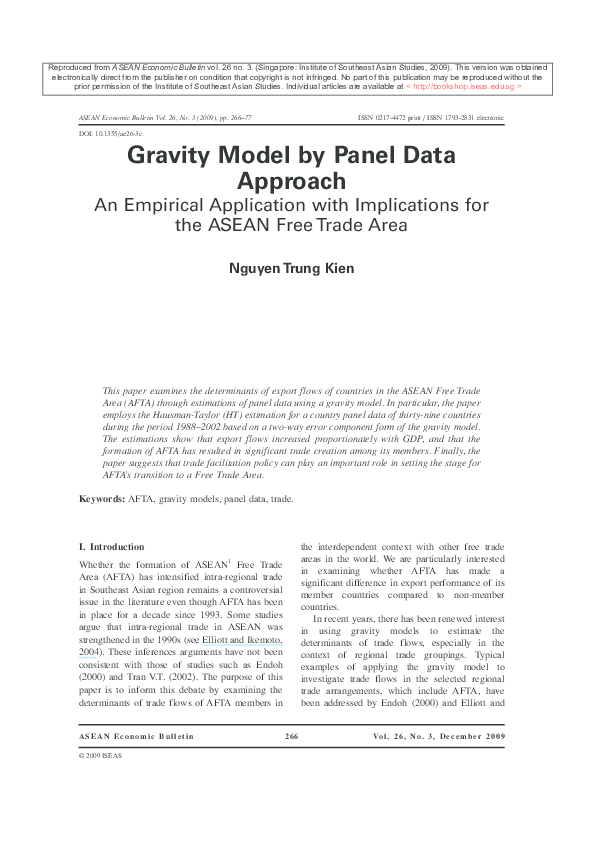 (PDF) Gravity Model by Panel Data Approach: An Empirical Application ...