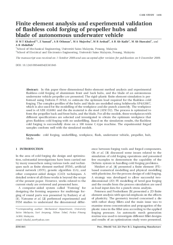 Pdf Finite Element Analysis And Experimental Validation Of Flashless