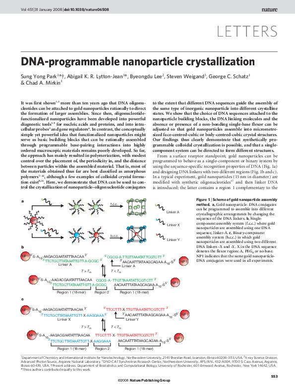 (PDF) DNA-programmable nanoparticle crystallization