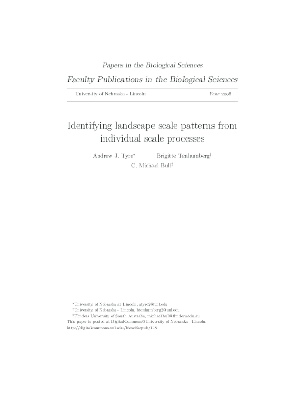 (PDF) Identifying landscape scale patterns from individual scale processes