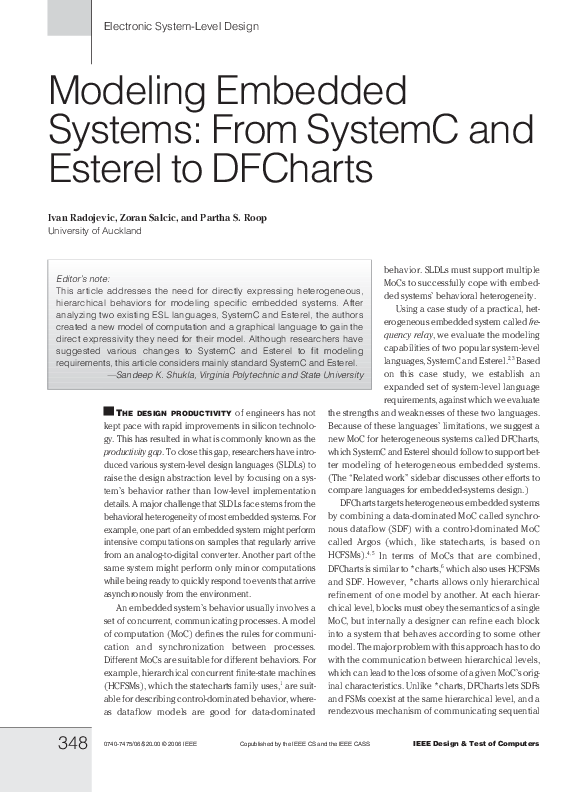 (PDF) Modeling Embedded Systems: From SystemC and Esterel to DFCharts