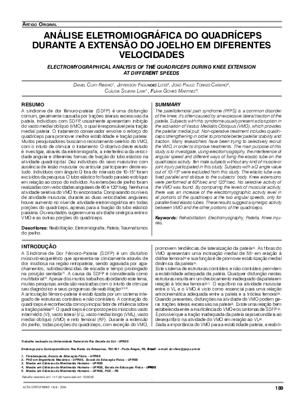 (PDF) Electromyographical analysis of the quadriceps during knee ...