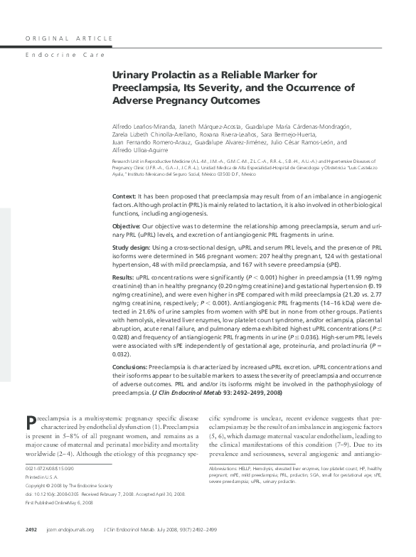 (PDF) Preeclampsia and Prolactin's Role in Angiogenesis