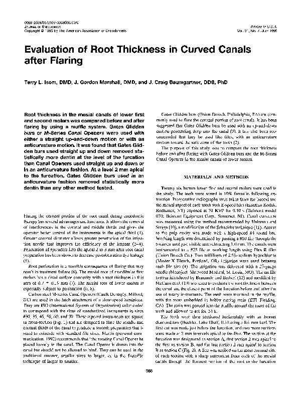 (PDF) Evaluation of root thickness in curved canals after flaring