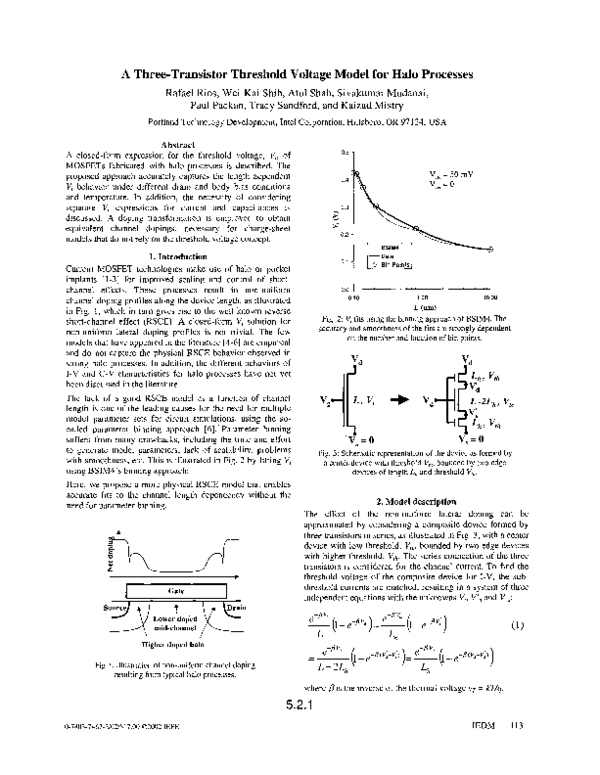 (PDF) A three-transistor threshold voltage model for halo processes