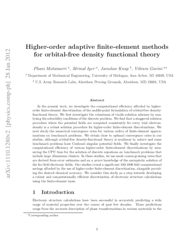 (PDF) A numerical analysis of the finite-element discretization of orbital-free density ...