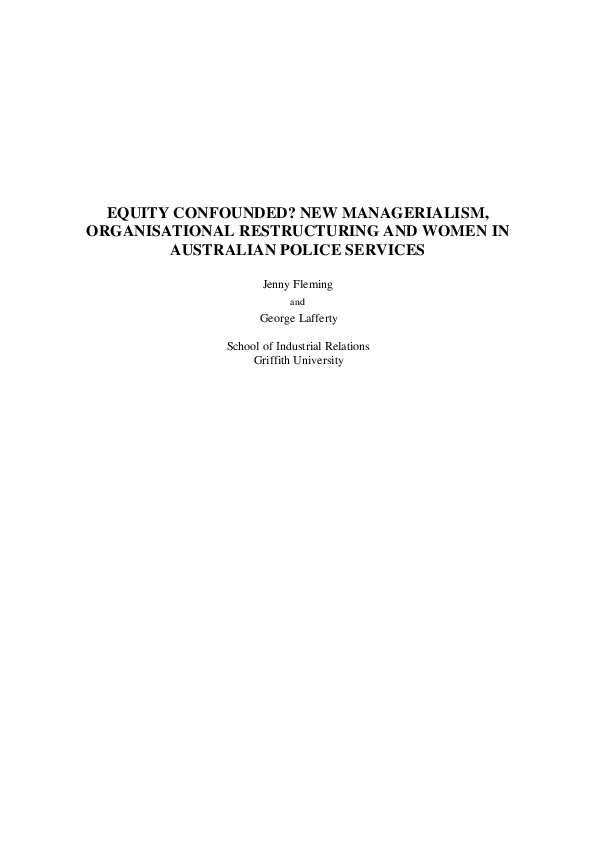 (PDF) Equity Confounded? New Managerialism, Organisational ...