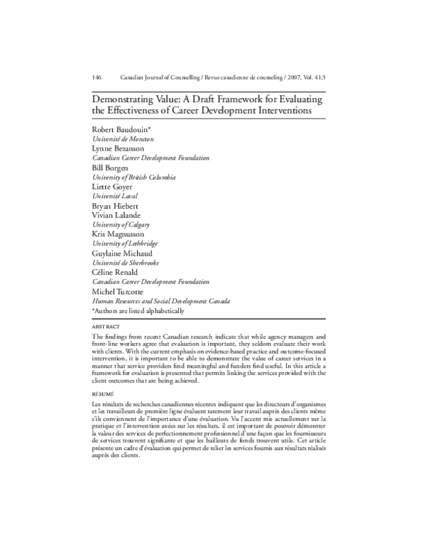 (PDF) Demonstrating Value: A Draft Framework for Evaluating the ...