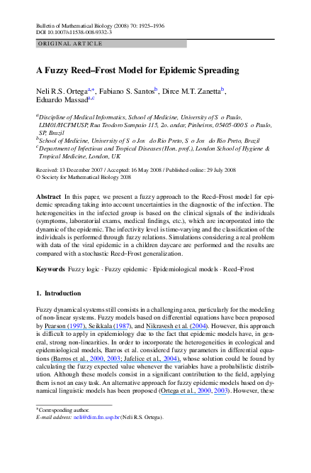 (PDF) A Fuzzy Reed–Frost Model for Epidemic Spreading