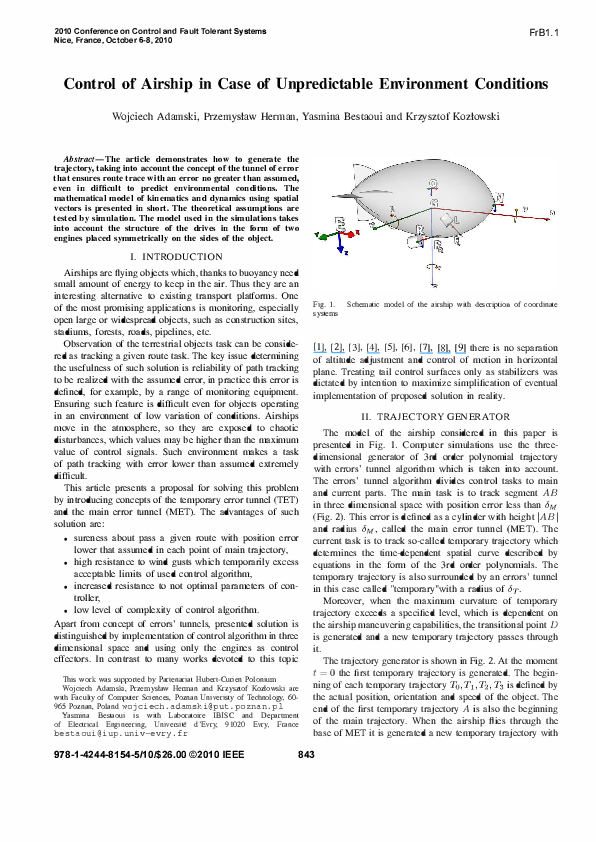 (PDF) Control of airship in case of unpredictable environment conditions