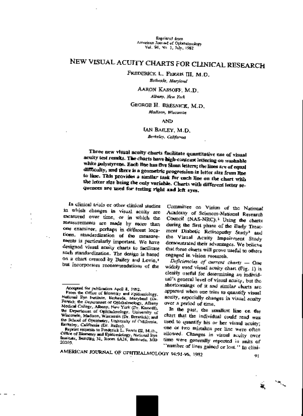 (PDF) New visual acuity charts for clinical research
