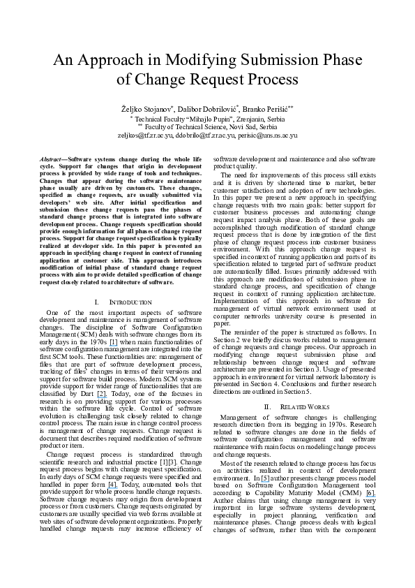(PDF) An approach in modifying submission phase of change request process