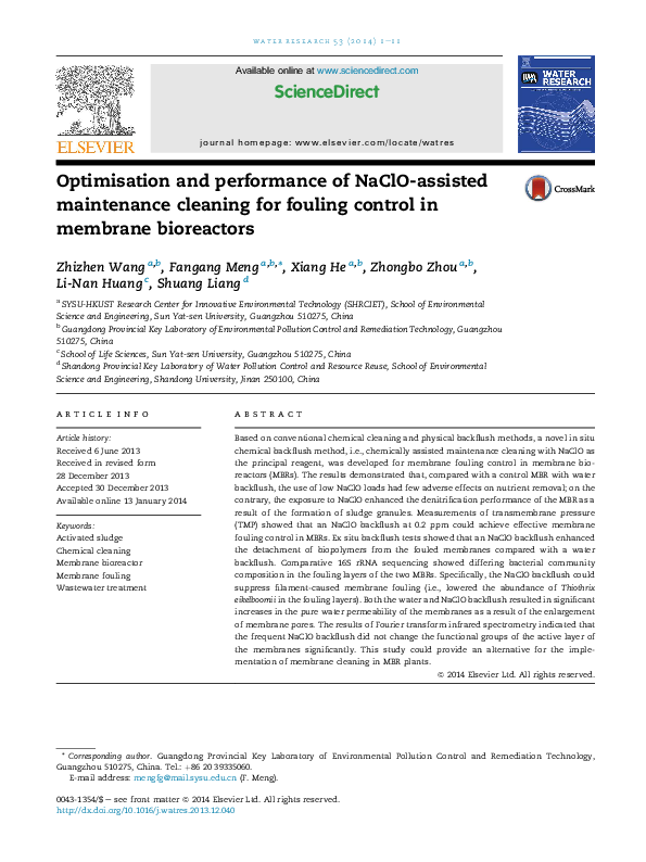 (PDF) Optimisation and performance of NaClO-assisted maintenance ...