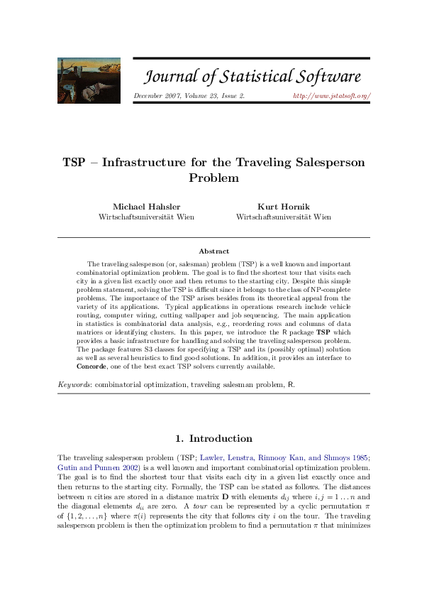 (PDF) TSP - Infrastructure for the Traveling Salesperson Problem