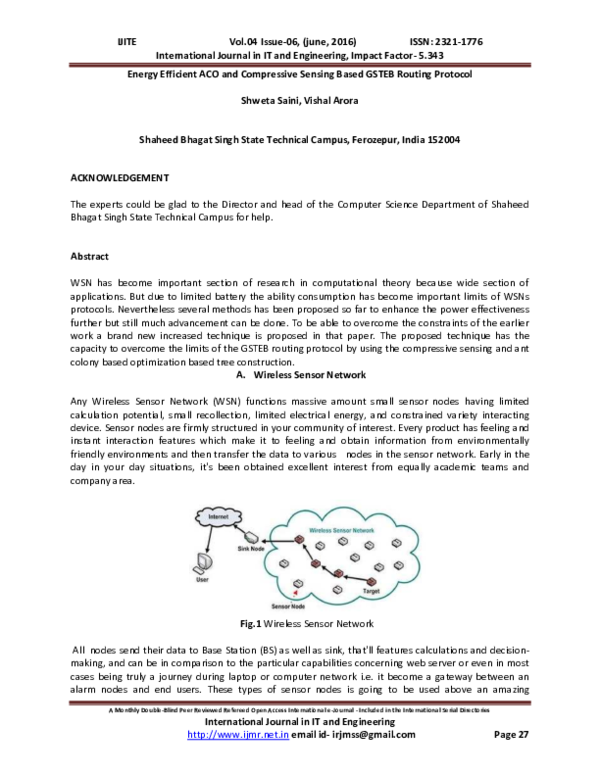 (PDF) Energy Efficient ACO and Compressive Sensing Based GSTEB Routing Protocol