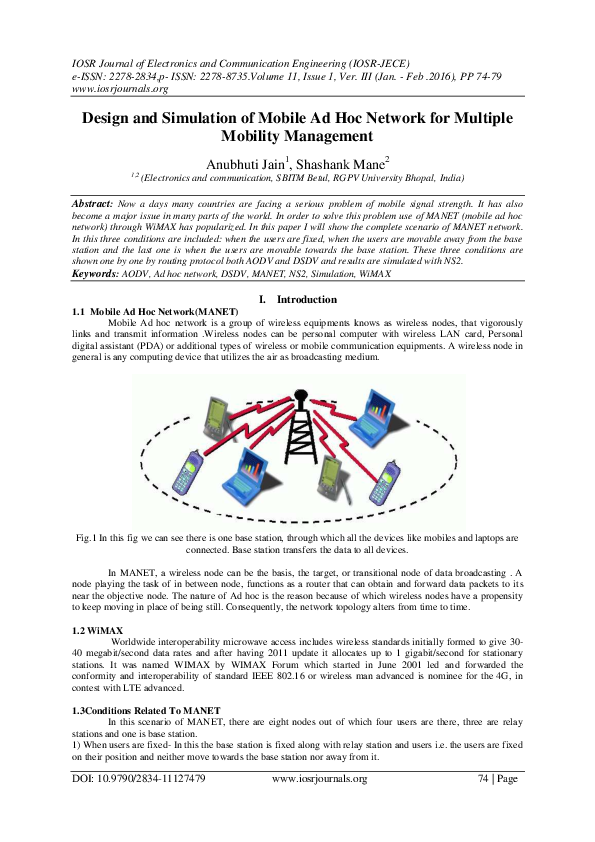 Pdf Design And Simulation Of Mobile Ad Hoc Network For Multiple