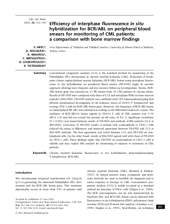 (PDF) Efficiency of interphase fluorescence in situ hybridization for ...