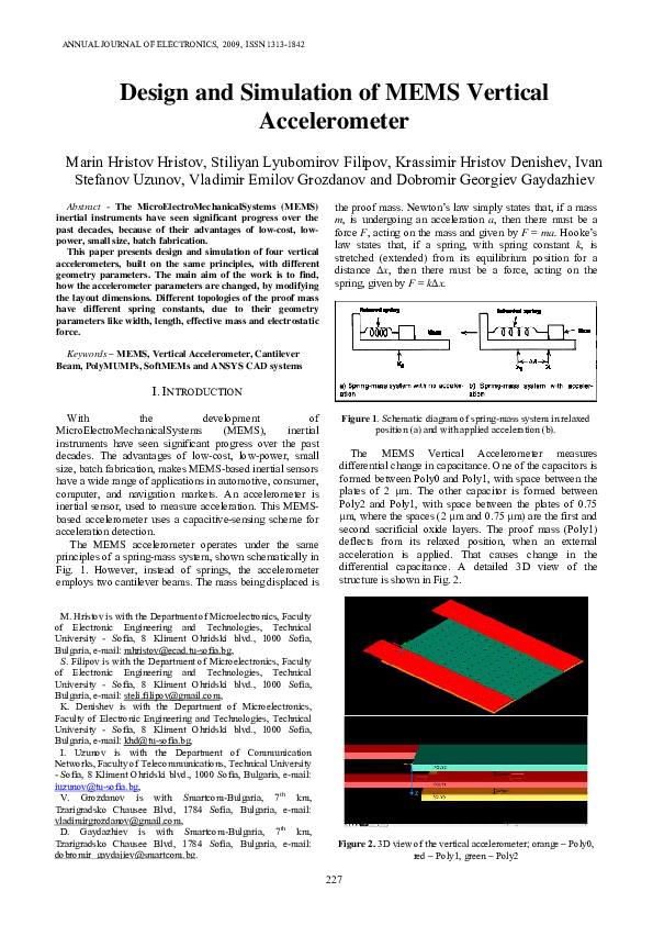 (PDF) Design and Simulation of Accelerometer Springs