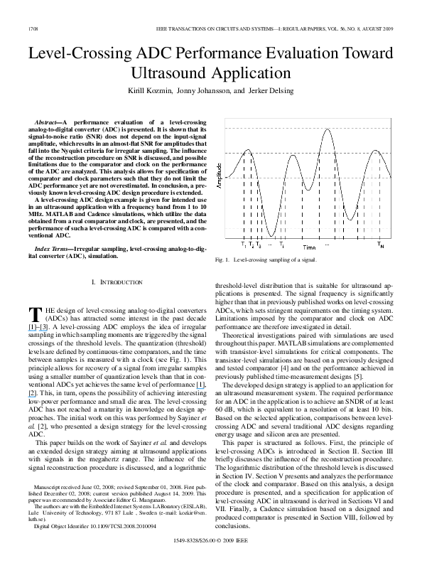 (PDF) Level-Crossing ADC Performance Evaluation Toward Ultrasound ...