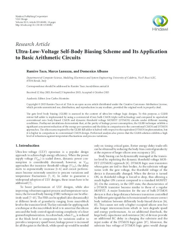 (PDF) Ultra-Low-Voltage Self-Body Biasing Scheme and Its Application to ...