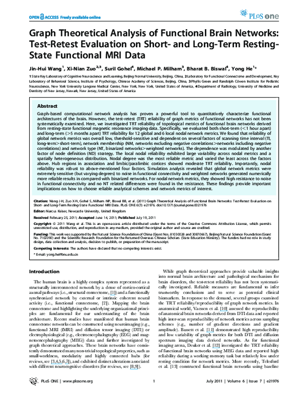 Pdf Graph Theoretical Analysis Of Functional Brain Networks Test