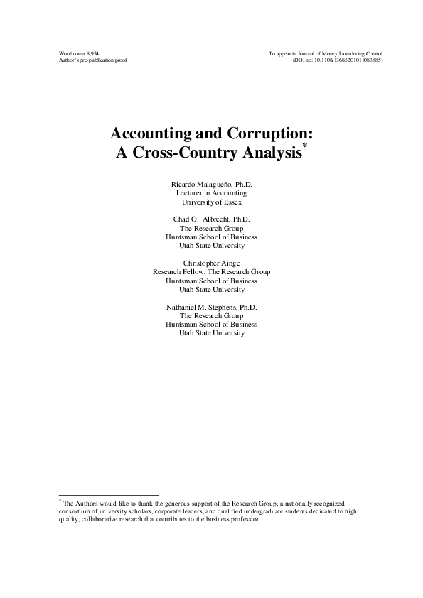 (PDF) Accounting and corruption: a cross-country analysis