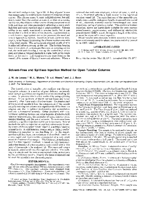 (PDF) Solvent-free and splitless injection method for open tubular columns