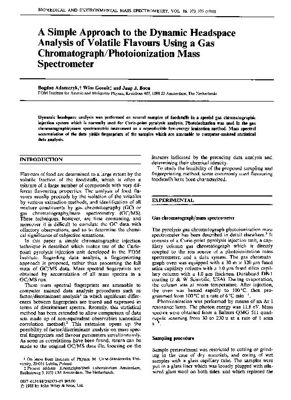 (PDF) A simple approach to the dynamic headspace analysis of volatile ...